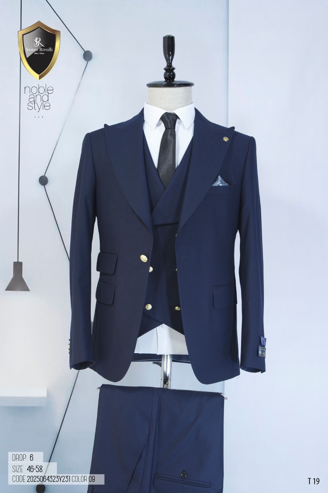 Buy EXECUTIVE NEVY BLUE 3 PIECE TURKEY SUIT WITH GOLDEN BUTTON